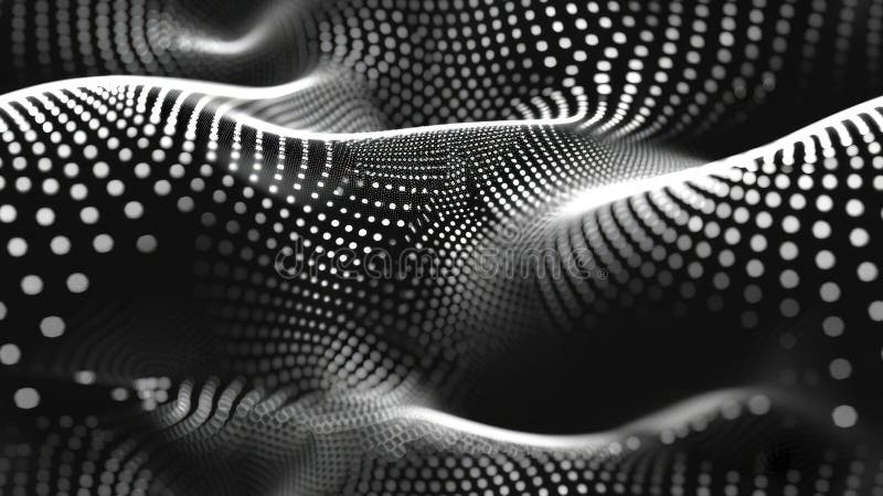 Abstract Dots Forming Waves on a Dark Background. Digital Particles ...
