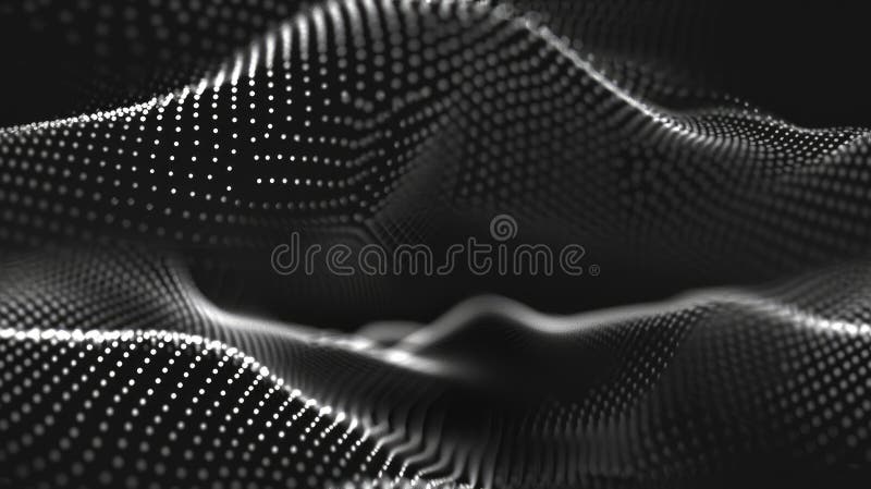 Abstract Dots Forming Waves on a Dark Background. Digital Particles ...