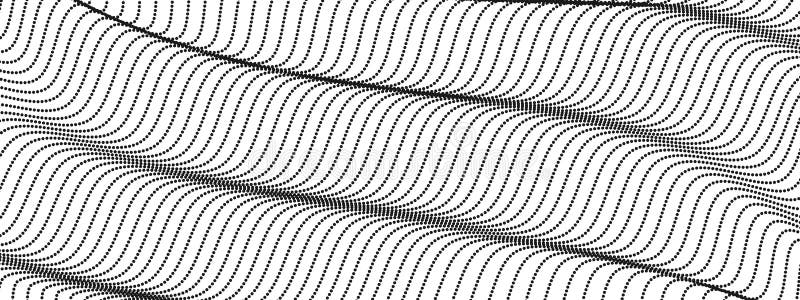 Abstract Dotted Background of Curving Wavy Lines. Deformed Horizontal ...
