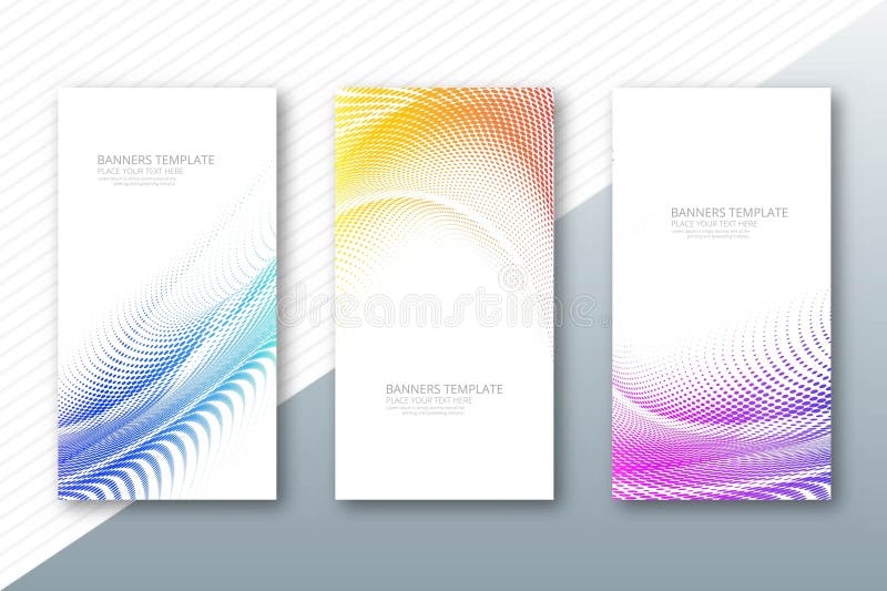 Abstract Dotted Colorful Wave Banners Set Design Stock Vector ...