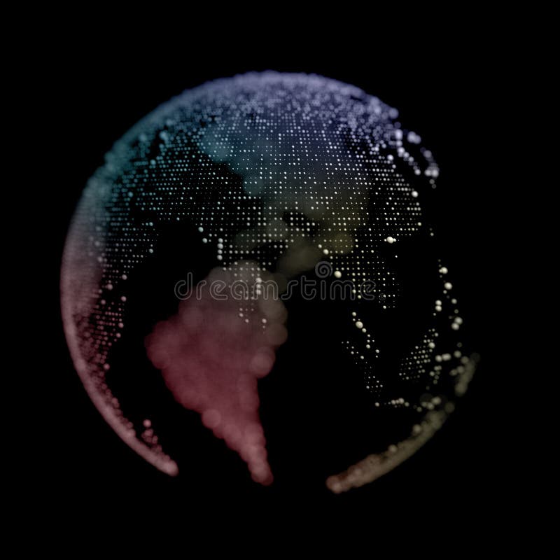 Abstract Dotted Earth, World Map with Focus on Eurasia, 3d Rendering ...