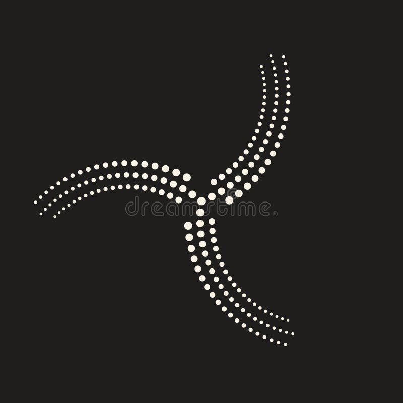 Abstract Dotted Symbol Like 3-axis Propeller. Halftone Dynamic Rotating ...