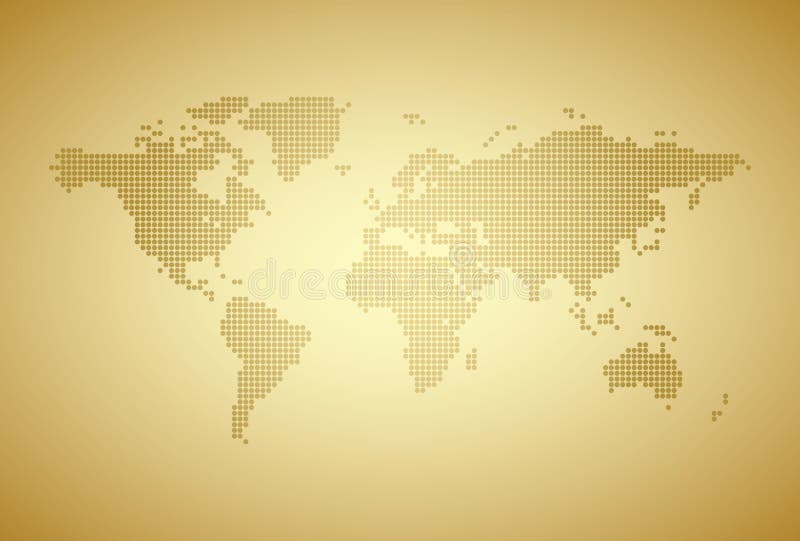 Abstract Dotted World Map on Light Yellow Vector Background with ...