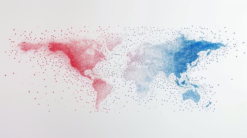 Abstract Dotted World Map with Red and Blue Gradient Effect Stock Photo ...