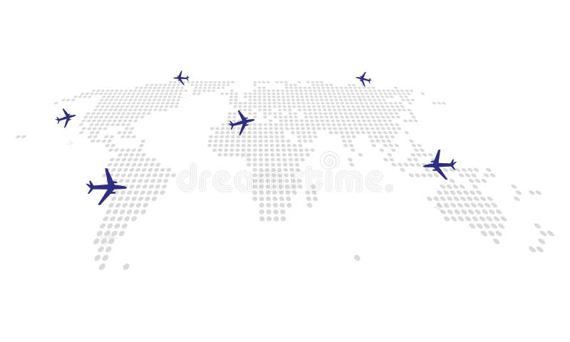 The Abstract Dotting the Map with Aircraft Flights Stock Illustration ...