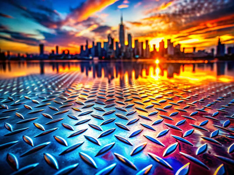 Abstract Double Exposure Background Featuring a Diamond Plate Metal ...