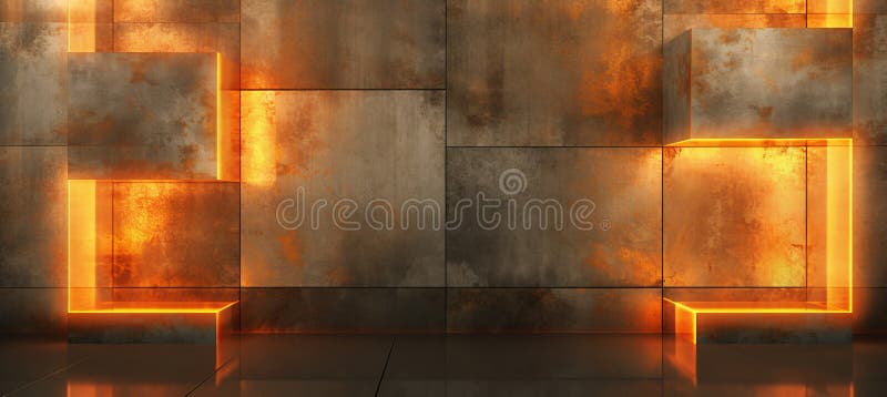 Abstract Double Exposure of Illuminated Concrete Wall Texture Banner ...