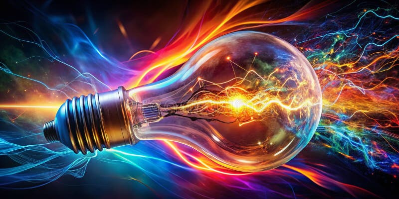 Abstract Double Exposure Image of Electric Power Flow a Visual Symphony ...