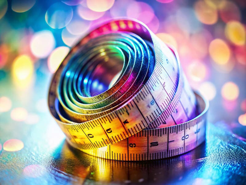 Abstract Double Exposure Image of a Metal Measuring Tape on a White ...