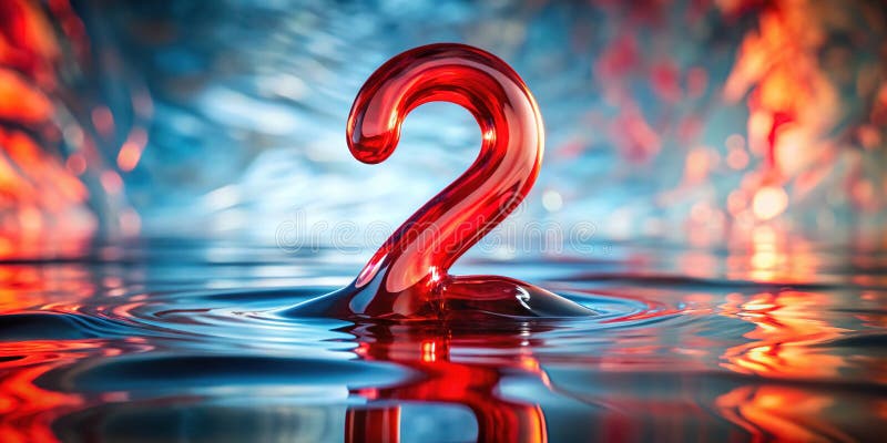 Abstract Double Exposure Image of Red Number Two with Water Reflection ...