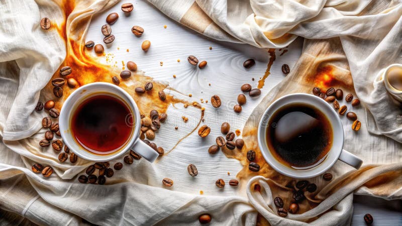 Abstract Double Exposure Intricate Coffee and Tea Stain Patterns on ...