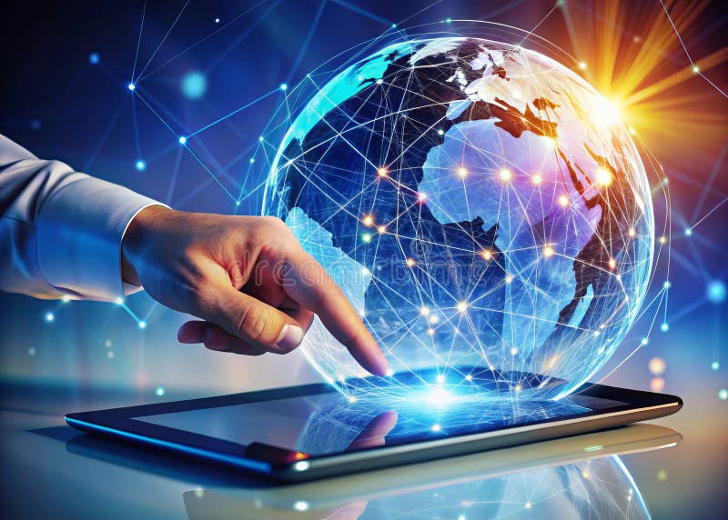 Abstract Double Exposure Intricate Web Network Overlays a Modern ...