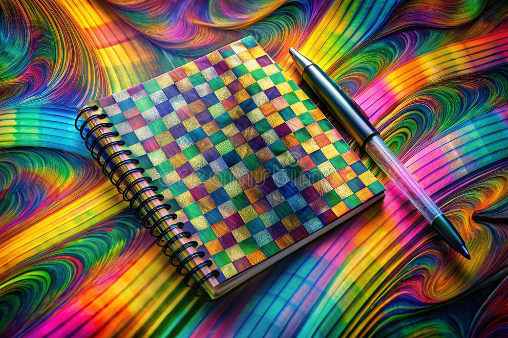 Abstract Double Exposure Notebook Texture Checkered Pattern with ...
