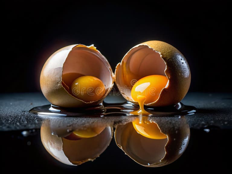 Abstract Double Exposure Photography of Eggs on a Striking Black ...