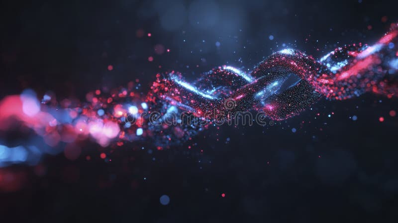 Abstract Double Helix Particle Structure in Red Blue and Black Stock ...