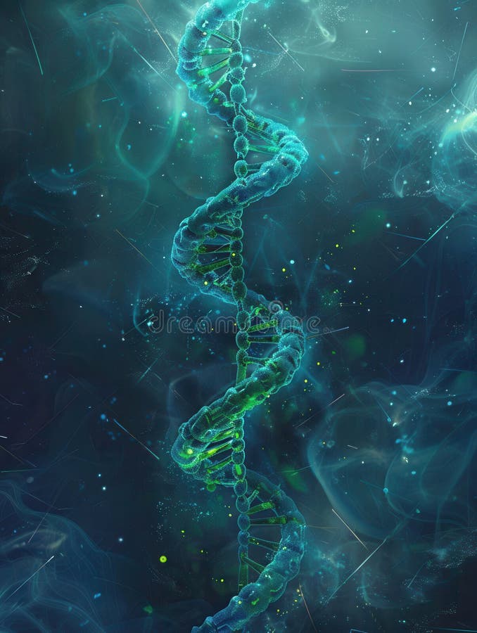 An Abstract Double Helix Structure of DNA Floats Against a Mystical ...