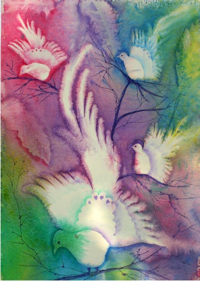 Abstract of Doves stock illustration. Illustration of colored - 147621