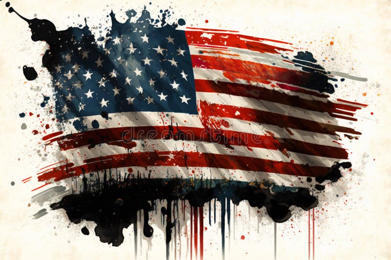 Abstract Dramatic Drawing of the USA Flag. Stock Illustration ...