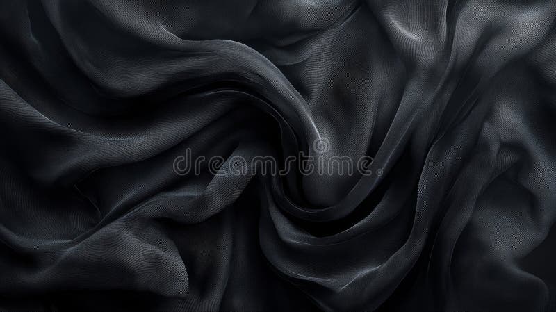 Abstract Draped Black Fabric with Soft Texture and Subtle Sheen Stock ...