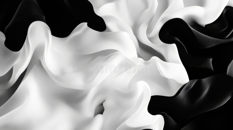 Abstract Draped Fabric Texture in Black and White Stock Illustration ...
