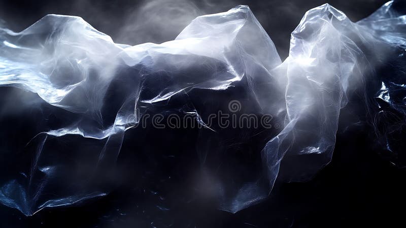 Abstract Draped Plastic Forms Against Dark Background Stock ...