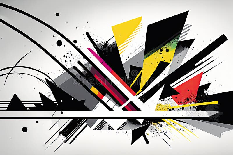 Abstract Drawing in Black and Yellow and Red Tones Stock Illustration ...