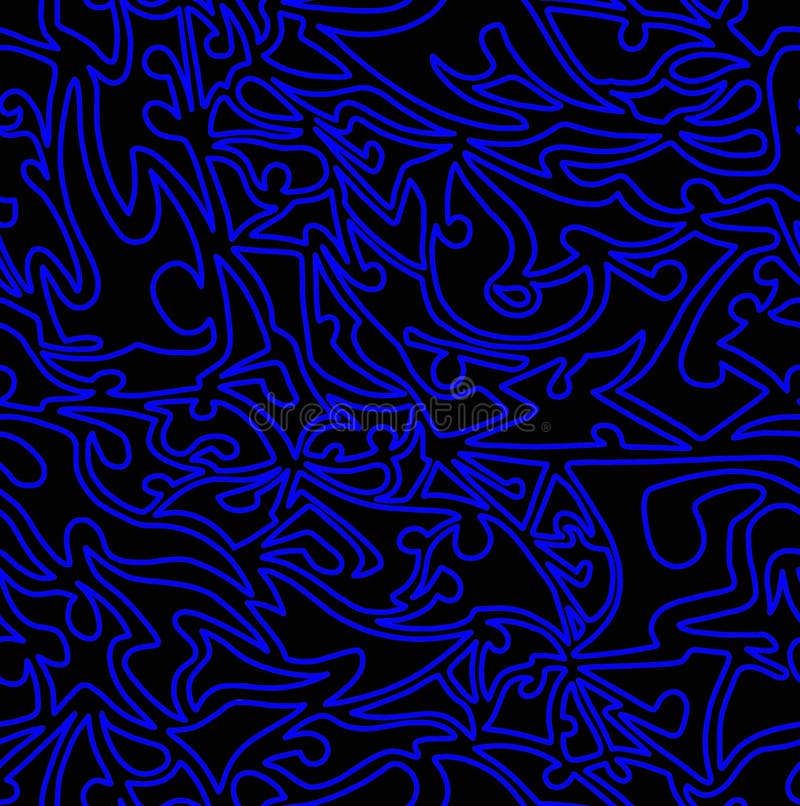 Abstract Drawing with Blue Lines on a Black Background. Stock ...