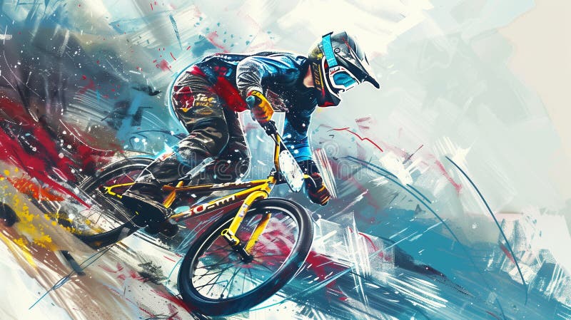 Abstract Drawing of a BMX Cyclist Stock Photo - Image of intensity ...