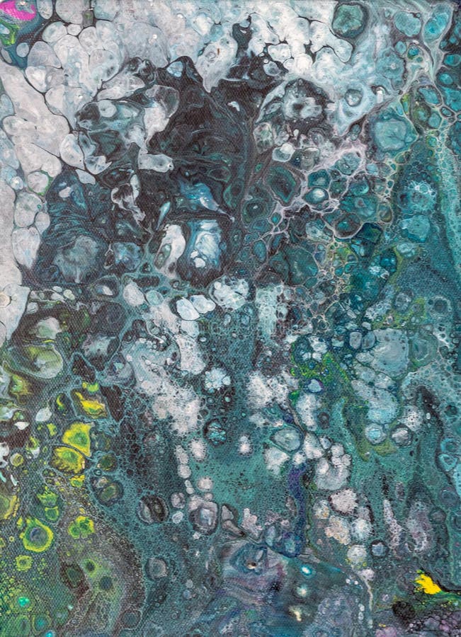 Abstract Drawing on Canvas with Multi-colored Paints in a Modern Style ...