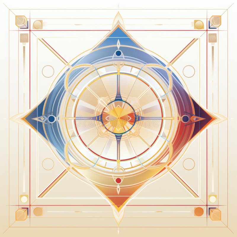 An Abstract Drawing of a Compass on a Beige Background Stock ...