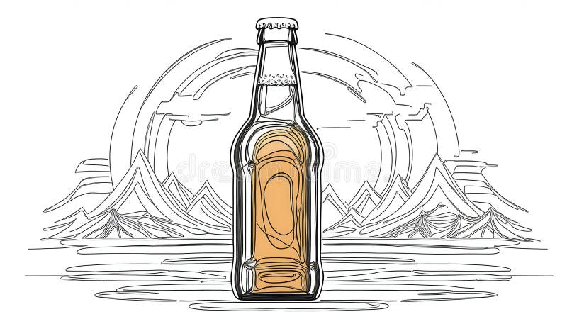 Drawing and Continue for Bottle Beer on Digital Art Concept, Generative ...
