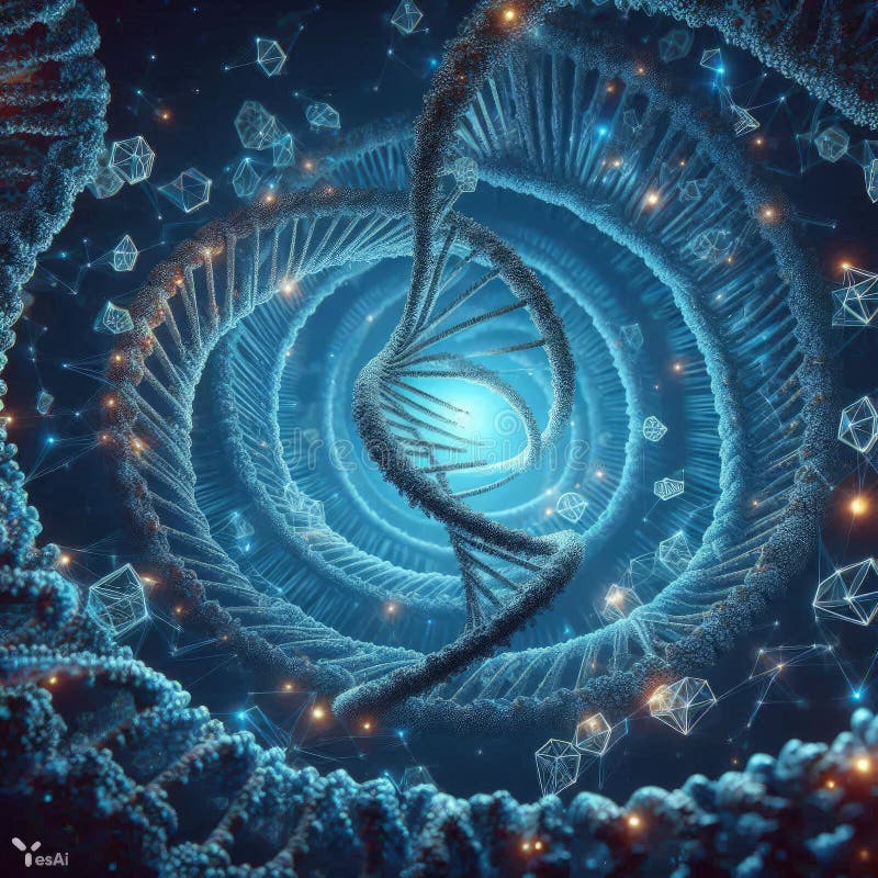 Abstract Drawing of DNA Spirals. Genetic Code, Medicine and Science ...