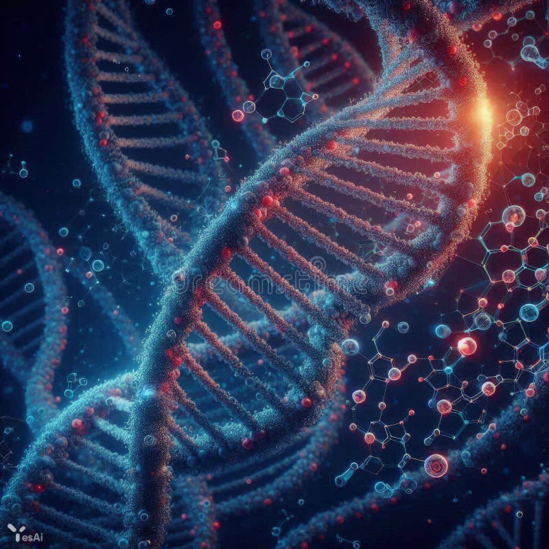 Abstract Drawing of DNA Spirals. Genetic Code, Medicine and Science ...