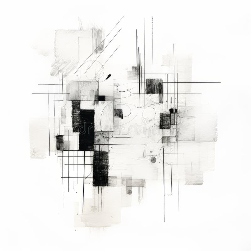 Abstract Sketch with Square and Rectangular Shapes Stock Illustration ...