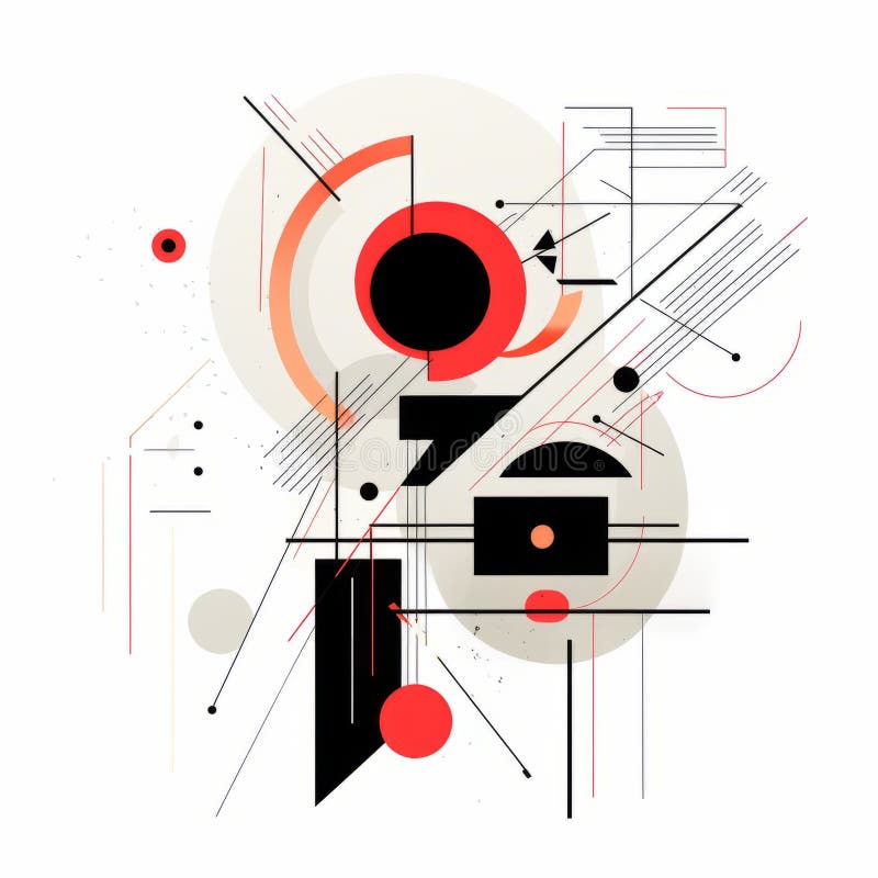 Abstract Modern Deco Art Illustration in Red, Black, and Blue Stock ...