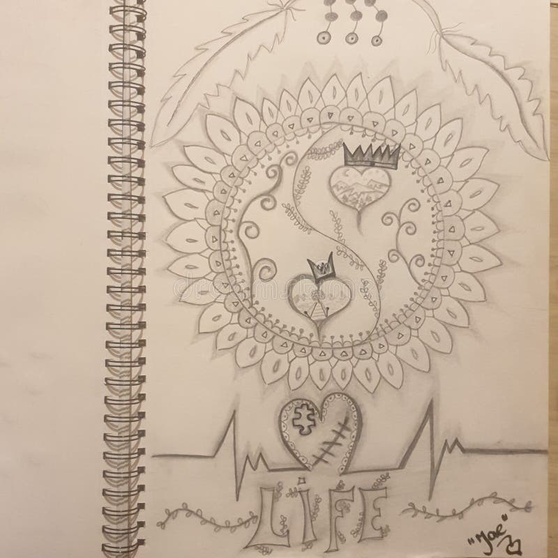 Abstract Drawing of a Floral Life Motive Artwork Stock Image - Image of ...