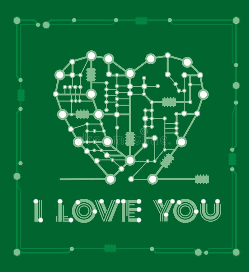 Motherboard heart stock vector. Illustration of abstract - 24657050