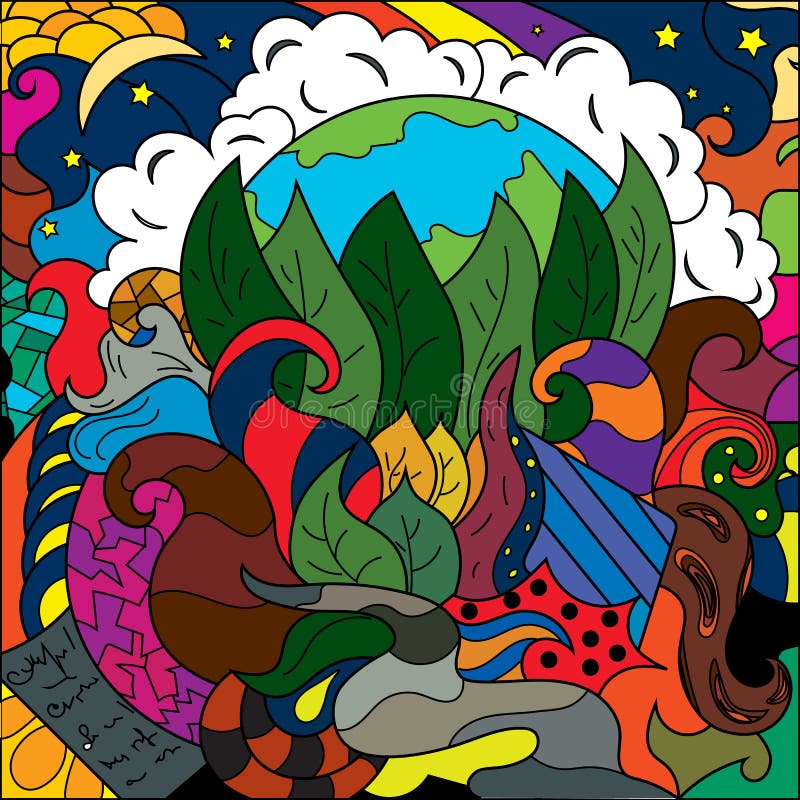 Abstract Drawing on a Free Theme Stock Illustration - Illustration of ...