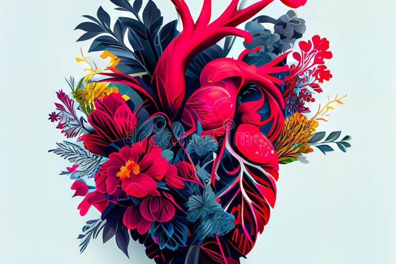 Abstract Drawing of a Heart from Flowers. Generative AI Stock ...