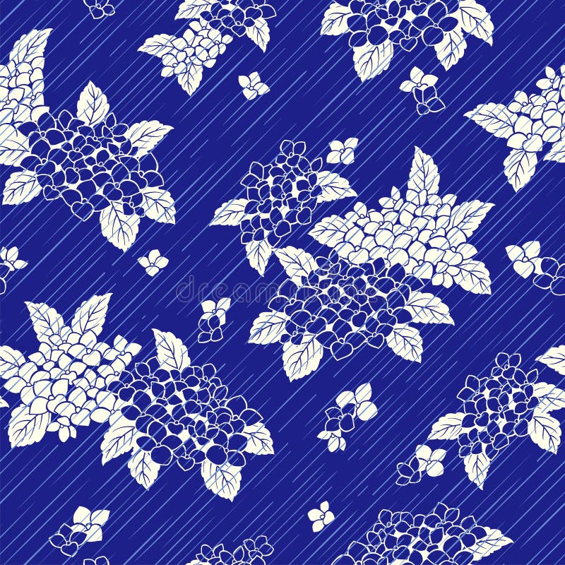 Seamless Pattern of Landscape Where it Rains on Hydrangea, Stock Vector ...