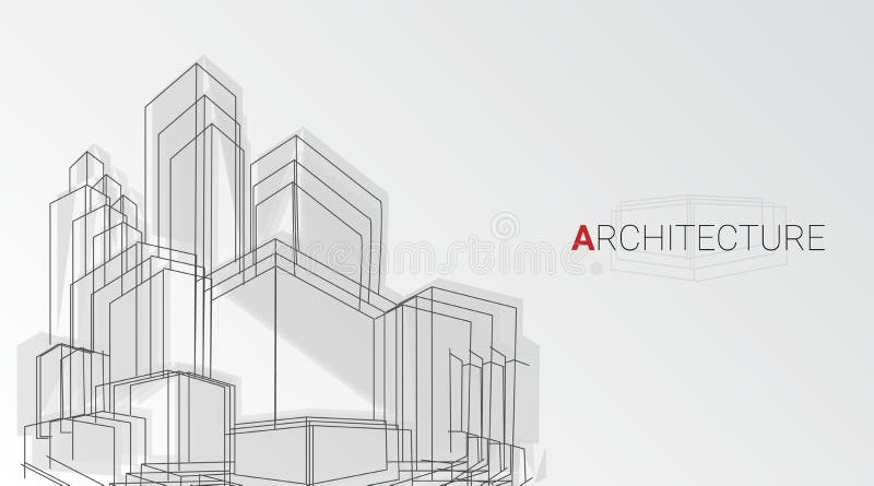 Abstract Drawing of Modern Building Plan on Gray Background ...