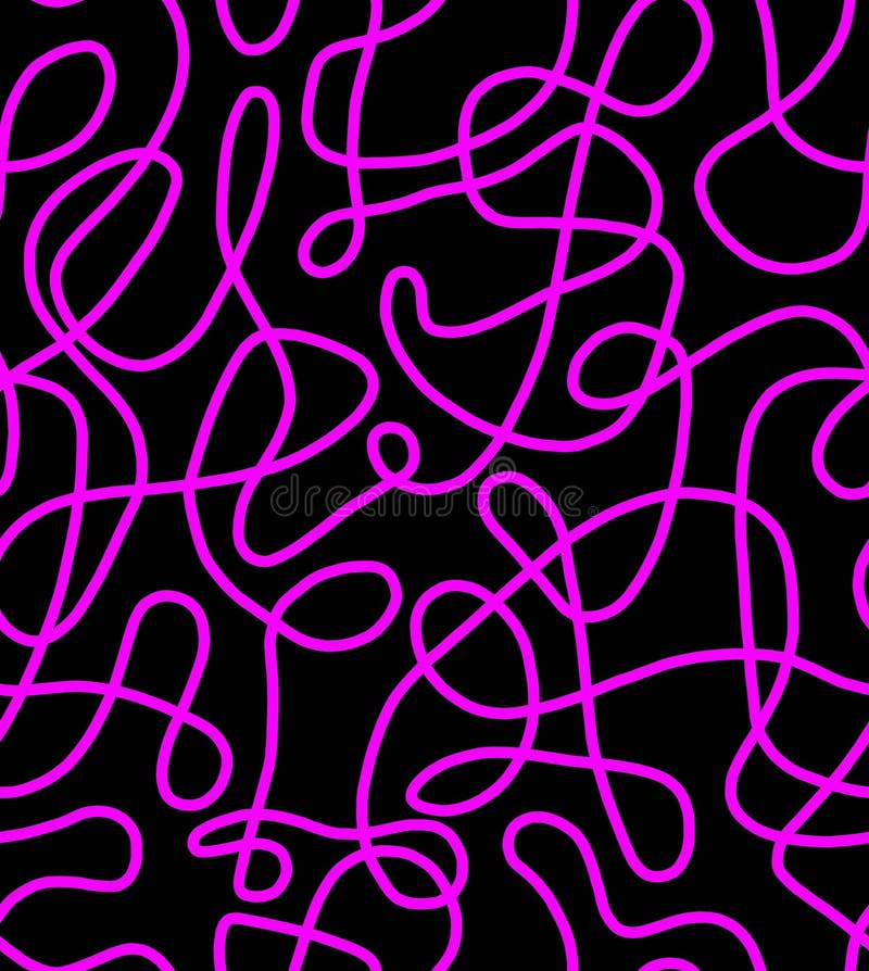 Abstract Drawing with Pink Lines on a Black Background. Stock ...