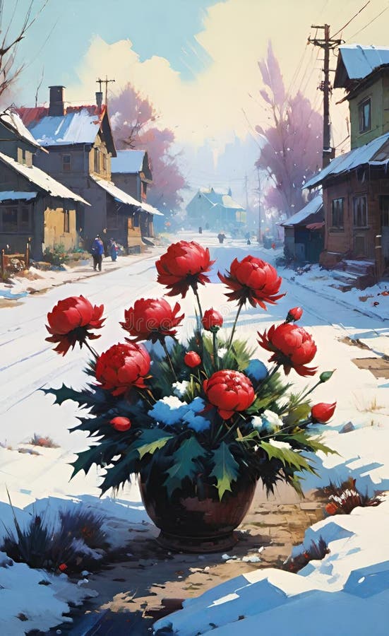 Digital Abstraction Drawing of Spring Flowers Colored Background Stock ...