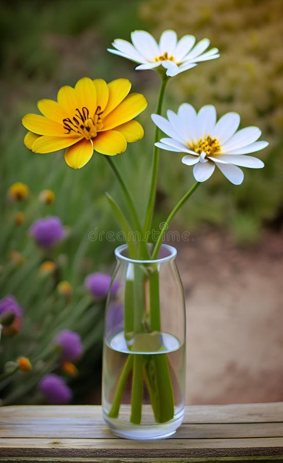 Digital Abstraction Drawing of Spring Flowers Colored Background Stock ...