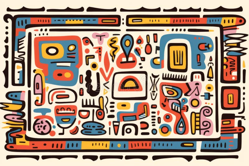 An Abstract Drawing of a Square with Many Different Objects in it Stock ...