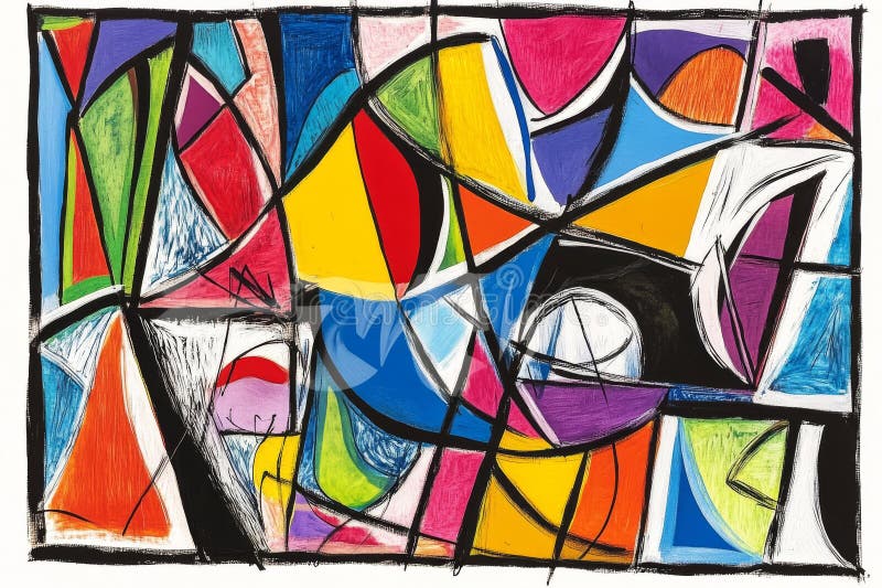 A Abstract Drawing in the Style of Miro Influenced by Surrealist ...