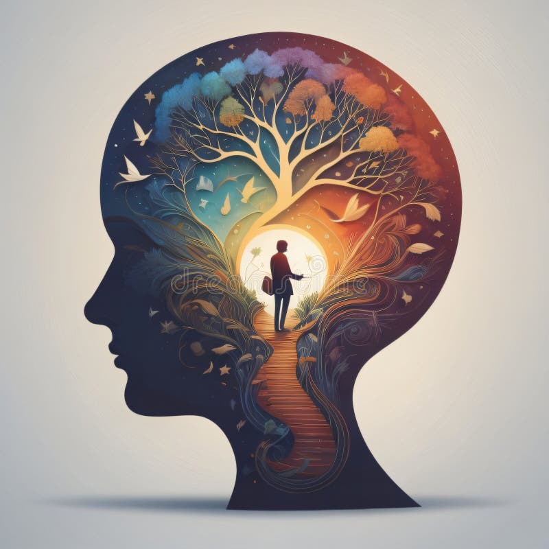 An Abstract Drawing of a Thinking Human Head. Stock Illustration ...