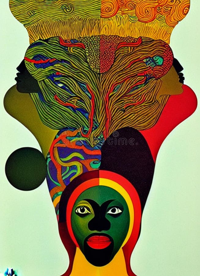 An Abstract Drawing with Various People on it S Head Stock Illustration ...