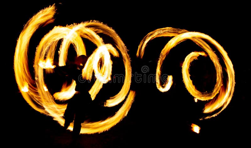 Abstract Drawings of Fire in Motion at Night Stock Image - Image of ...
