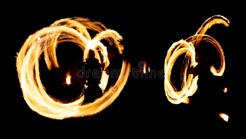 Abstract Drawings of Fire in Motion at Night Stock Photo - Image of ...